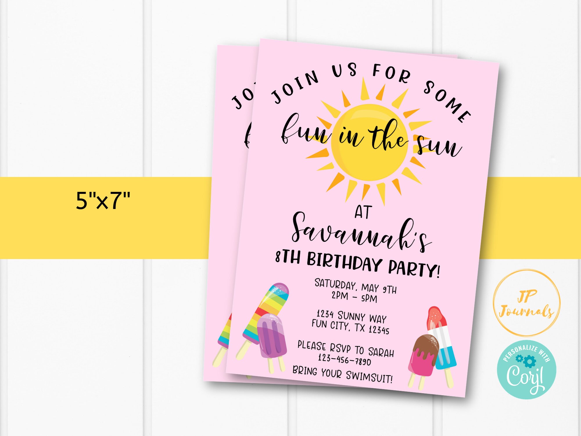 Fun in the Sun Summer Birthday Party Invitation for Girls DIY - Etsy