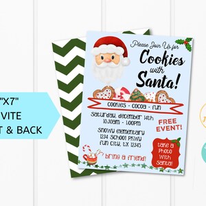 Cookies With Santa Invitation Template Printable Invite and Flyer Edit ...