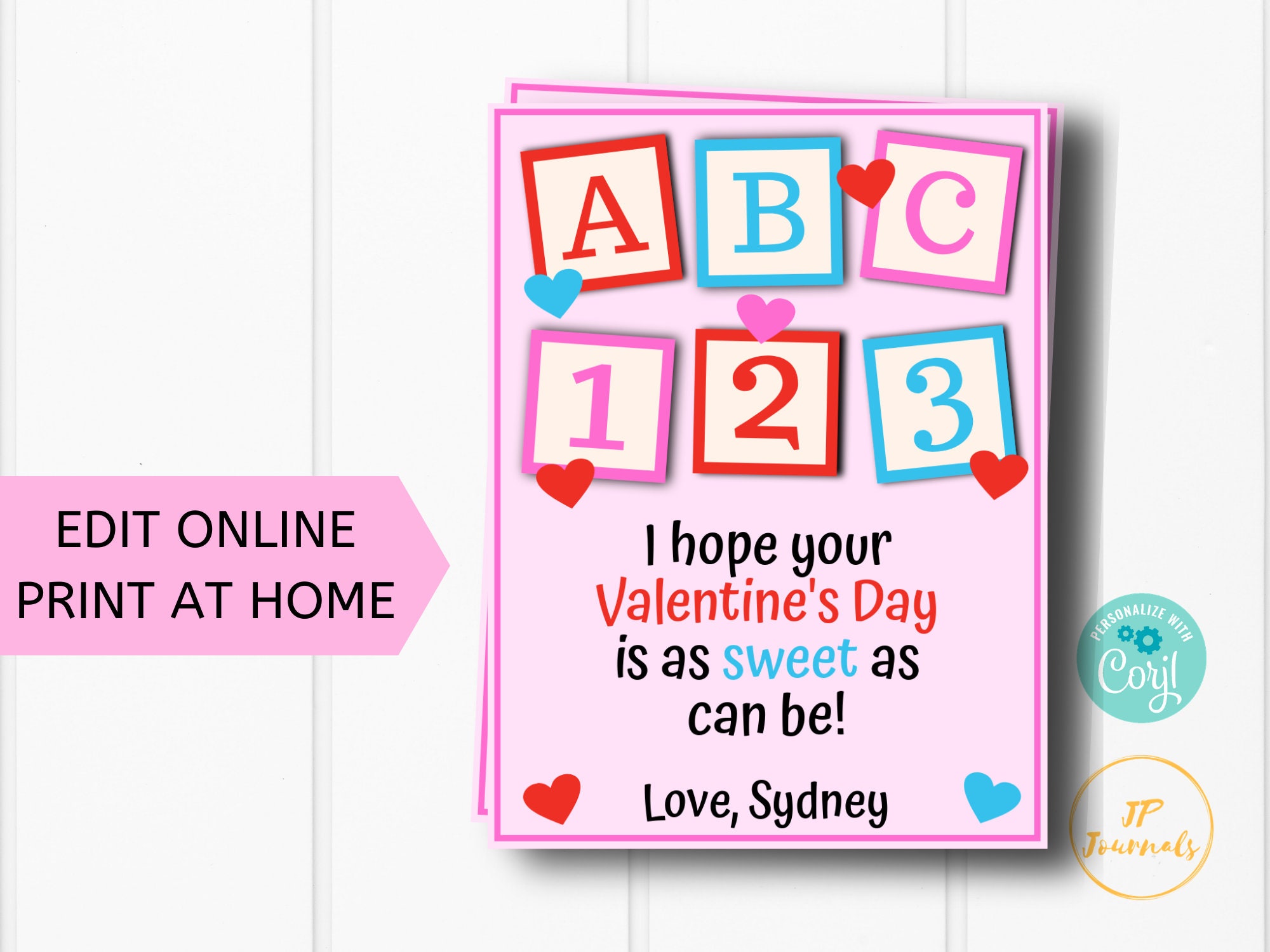 Preschool Daycare Printable Valentines Day Card Edit Online - Etsy
