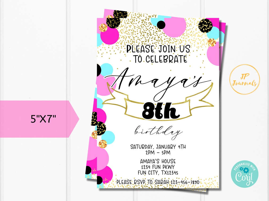 Printable Girl Birthday Party Invitation Template Edit | Etsy