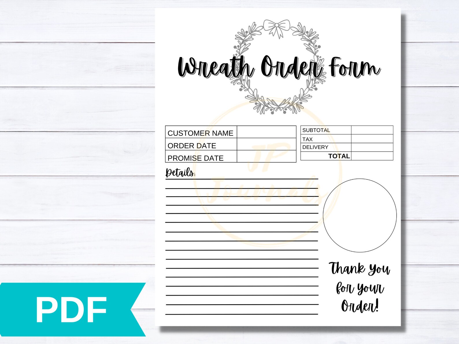 Printable Wreath Order Form, Christmas Wreath Order Form, Printable PDF ...