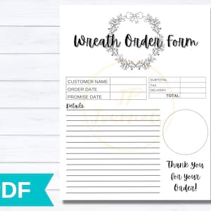 Printable Wreath Order Form, Christmas Wreath Order Form, Printable PDF ...