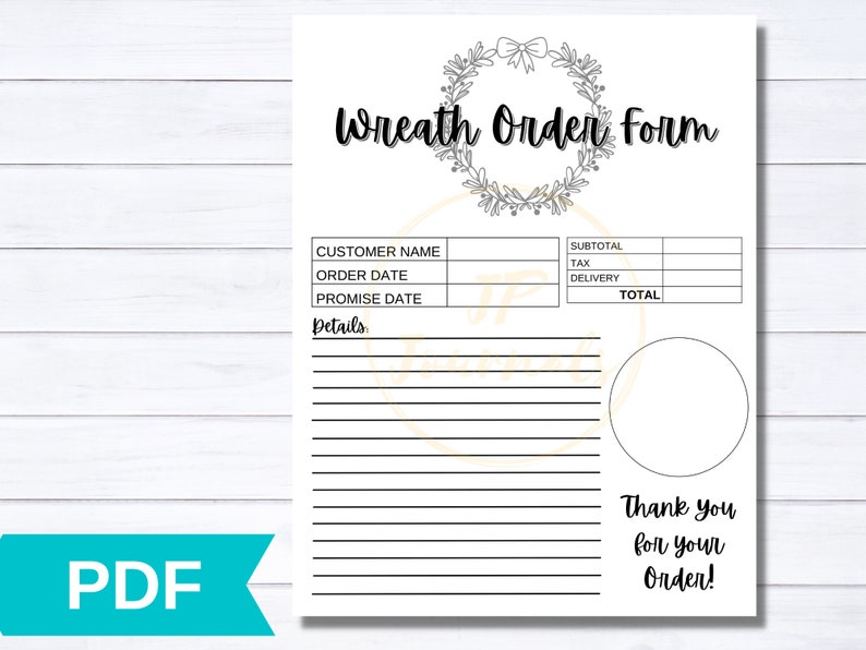 Printable Wreath Order Form Christmas Wreath Order Form - Etsy