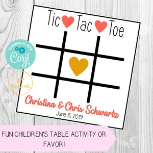 Printable Wedding Tic Tac Toe Activity Card DIY Edit and Customize Fun ...