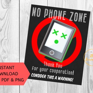 No Phone Zone No Cell Phones Printable Sign Perfect for Classrooms - Etsy