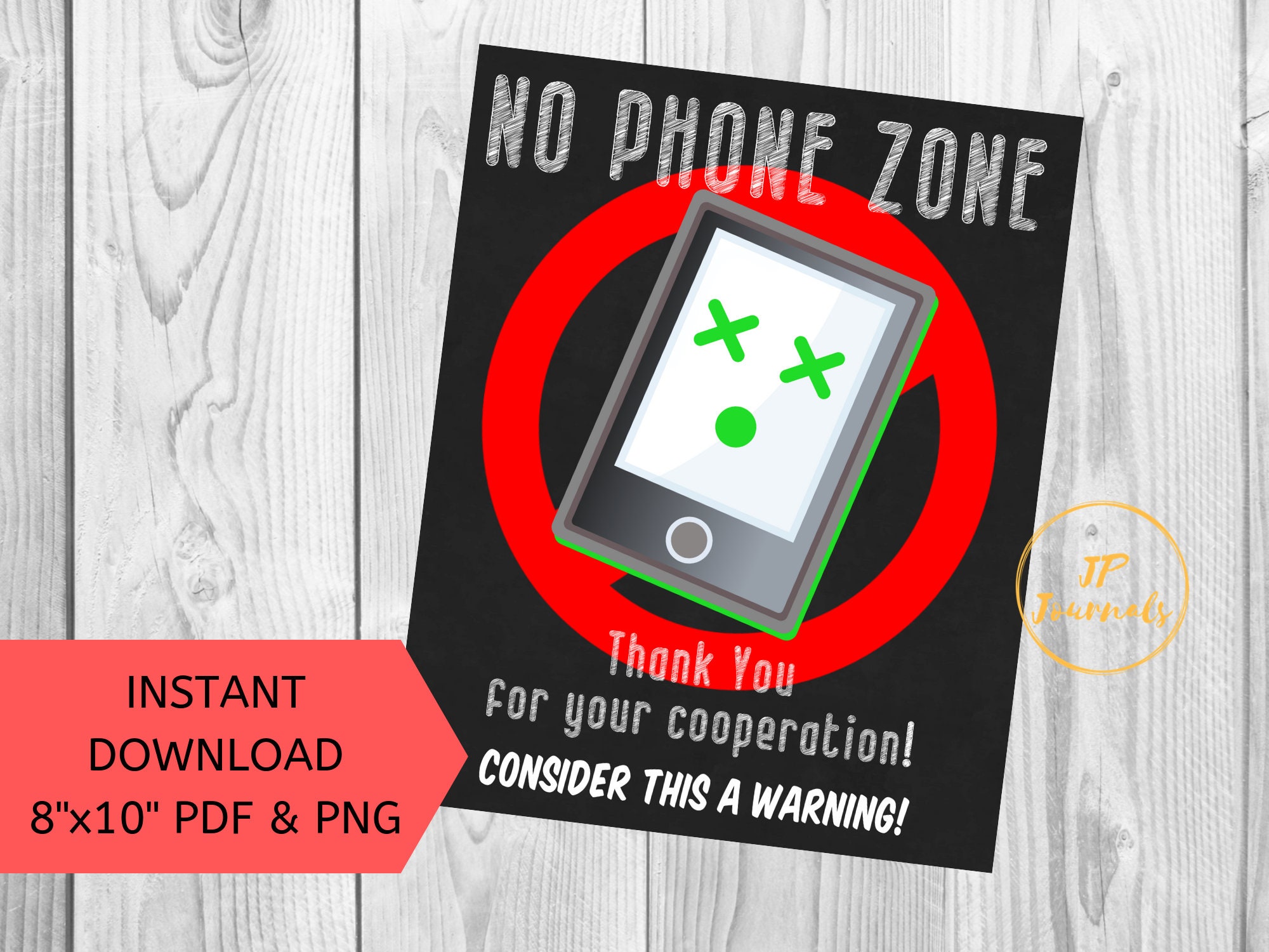 No Phone Zone No Cell Phones Printable Sign Perfect for | Etsy