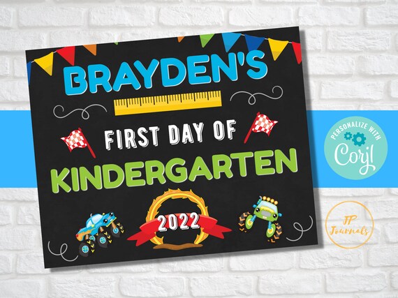 Cool Monster Truck Themed Printable First Day of School Sign ...