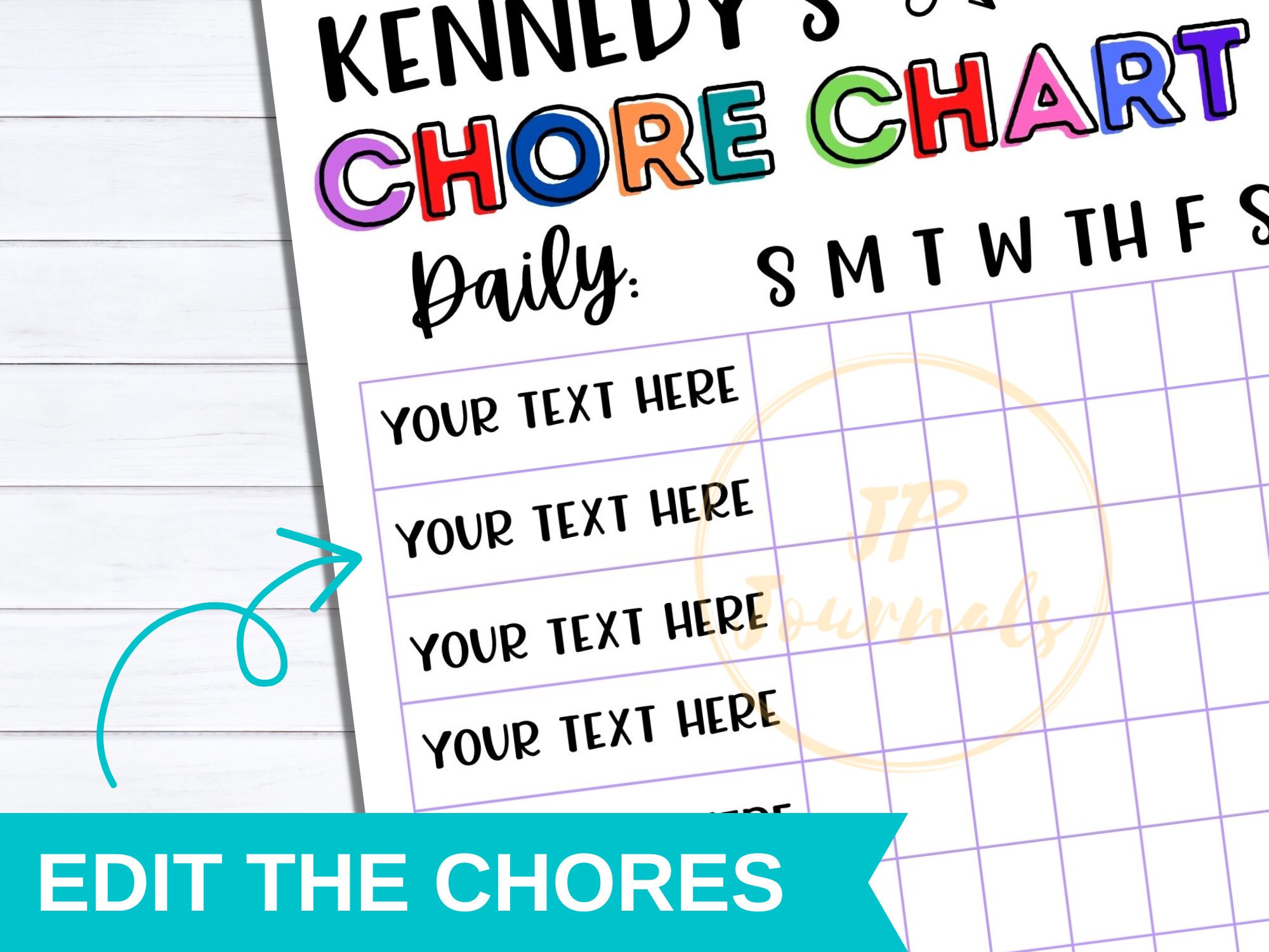 Chore Chart Template Editable and Printable Daily and Weekly - Etsy