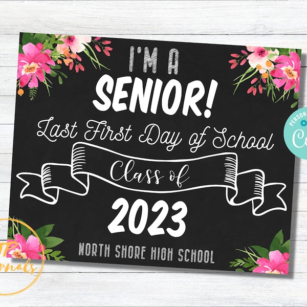 First & Last Day of 12th Grade Chalkboard Printable Sign - Etsy