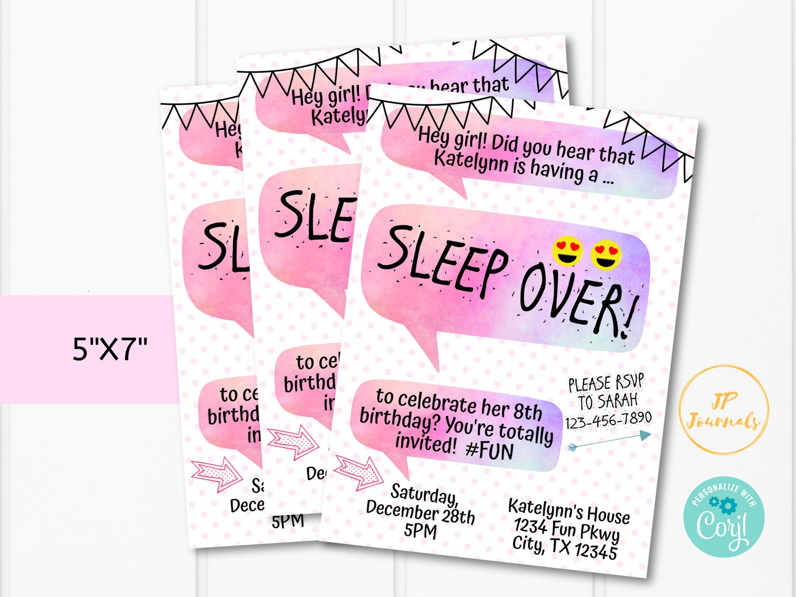 Sleep Over Birthday Party Invitation for Girls Printable Slumber Party ...