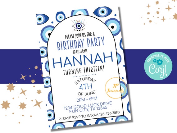 Evil Eye Birthday Party Invitation Template Evil Eye Birthday - Etsy ...
