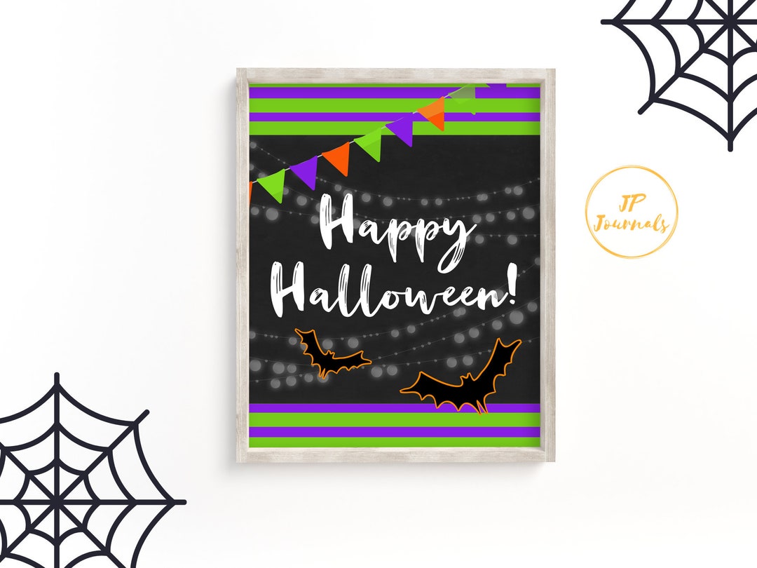 Happy Halloween Printable Sign Instant Download PDF File DIY Print ...