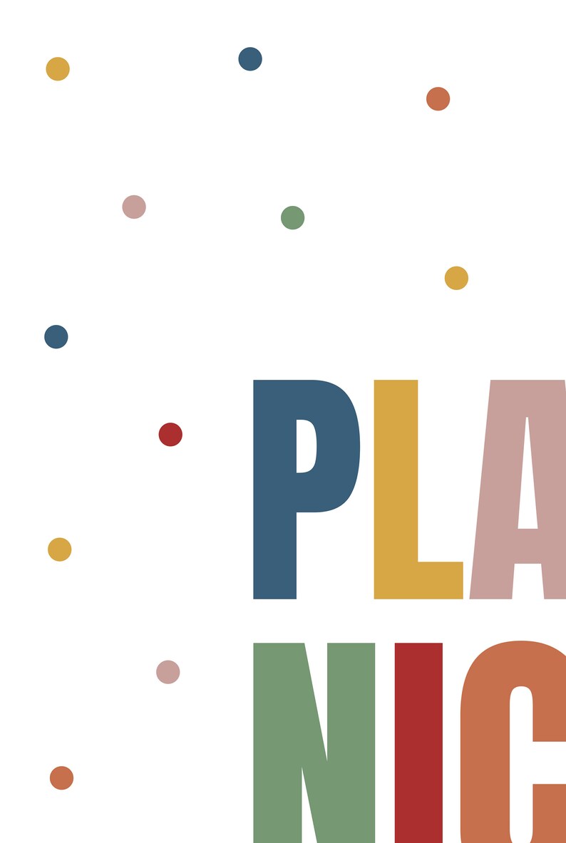 Play Nice Kids Poster Colourful Kids Print Boy Nursery Art - Etsy