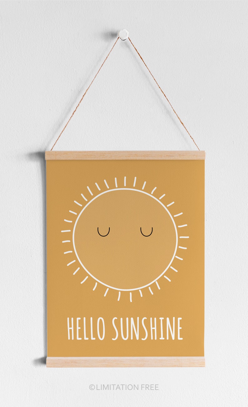 Hello Sunshine Print, Nursery Wall Art, Sun Kids Poster, Kids Room Wall ...