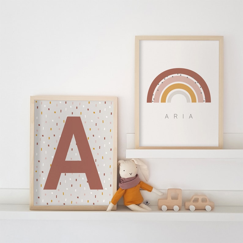 Letter Print, Kids Wall Art, Kids Initial Print, Personalised Nursery ...