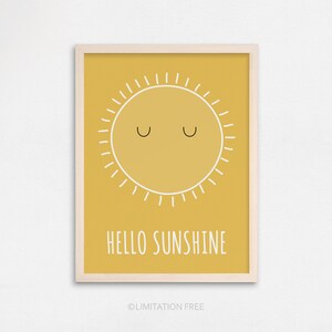 Hello Sunshine Print, Nursery Wall Art, Sun Kids Poster, Kids Room Wall ...