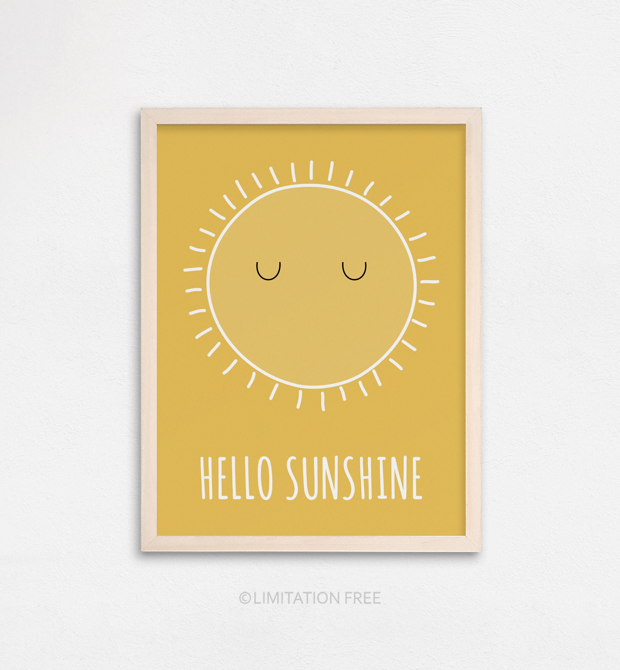 Hello Sunshine Print, Nursery Wall Art, Sun Kids Poster, Kids Room Wall ...
