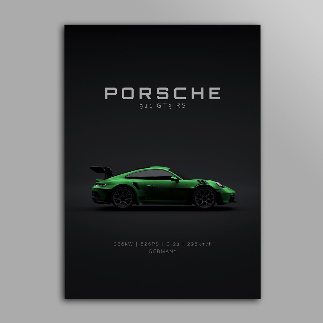 Porsche 911 GT3 RS 2022 Python Green Supercar Poster Wall - Etsy