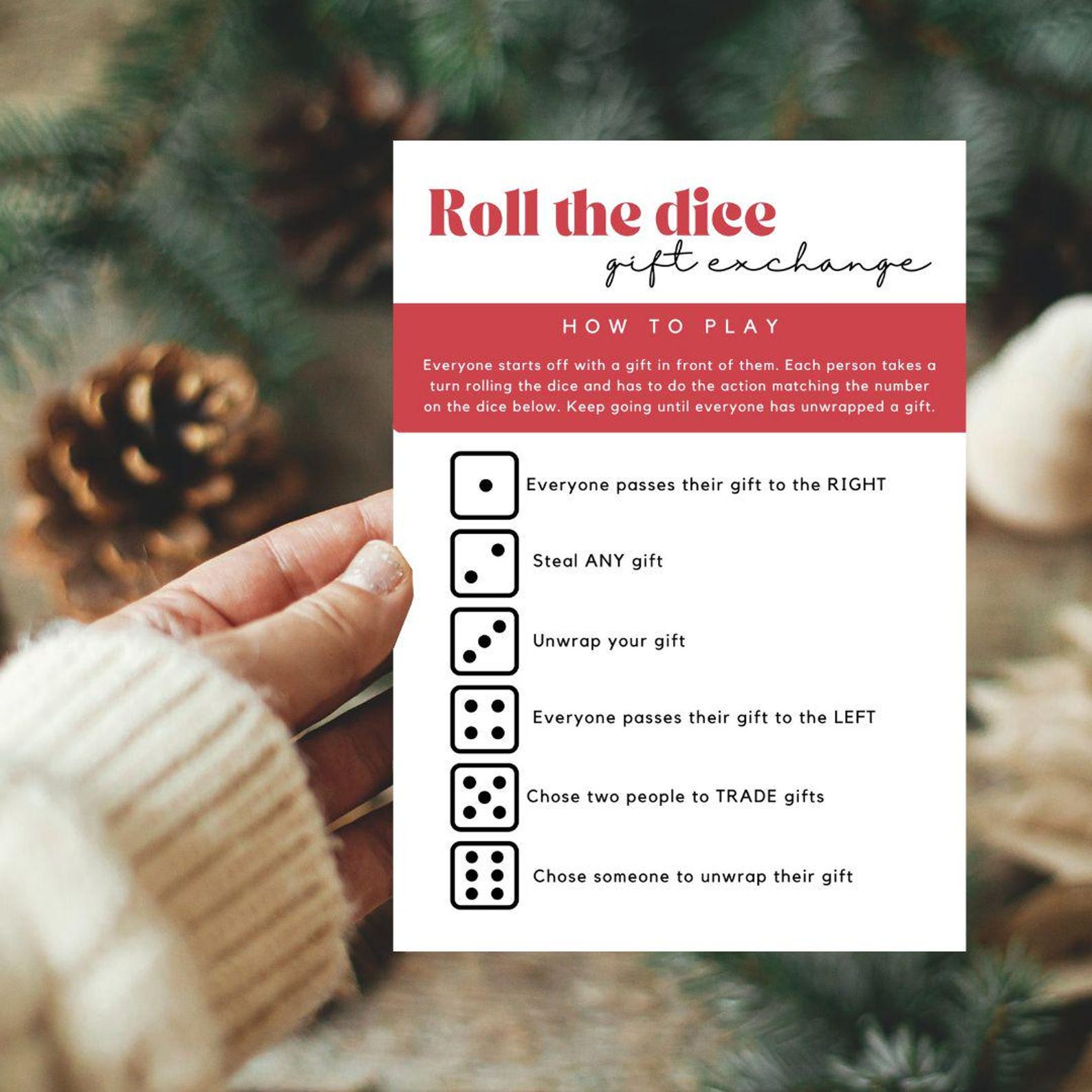 Christmas Roll the Dice Gift Exchange Game - White Elephant, Secret ...