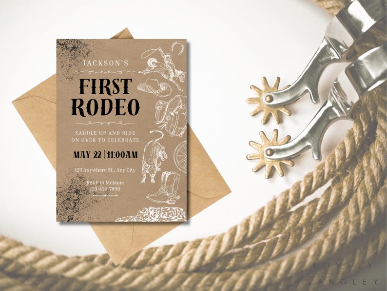 Editable First Rodeo Birthday Invitation, 1st Rodeo Birthday, Western ...