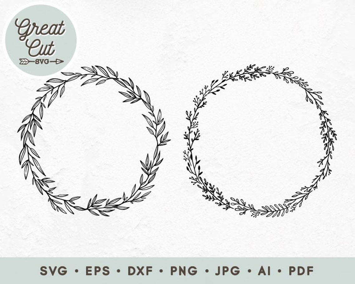 Hand Drawn Wreath Svg Laurel Wreaths SVG Circle Frame Svg - Etsy