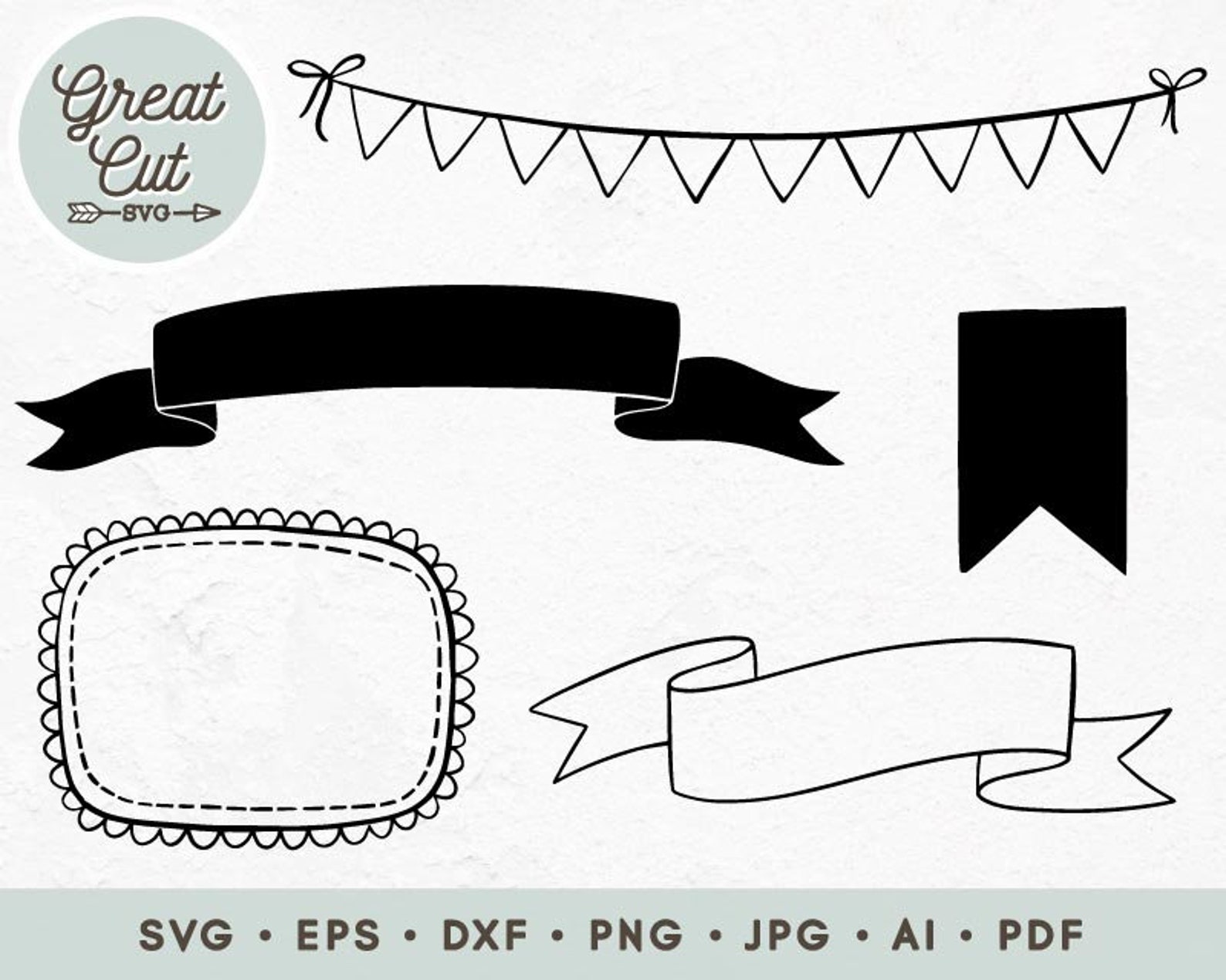 Hand Drawn Frame Svg Borders Svg Ribbons and Banners | Etsy