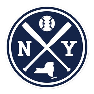 NY Baseball Emblem Round Retro New York Window Decal Bumper Sticker - Etsy