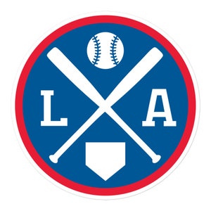 LA Baseball Emblem Round Retro Los Angeles Decal Sticker - Etsy