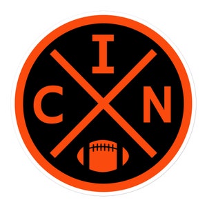 Cincinnati Football Emblem Round Retro CIN Window Decal Bumper Sticker ...