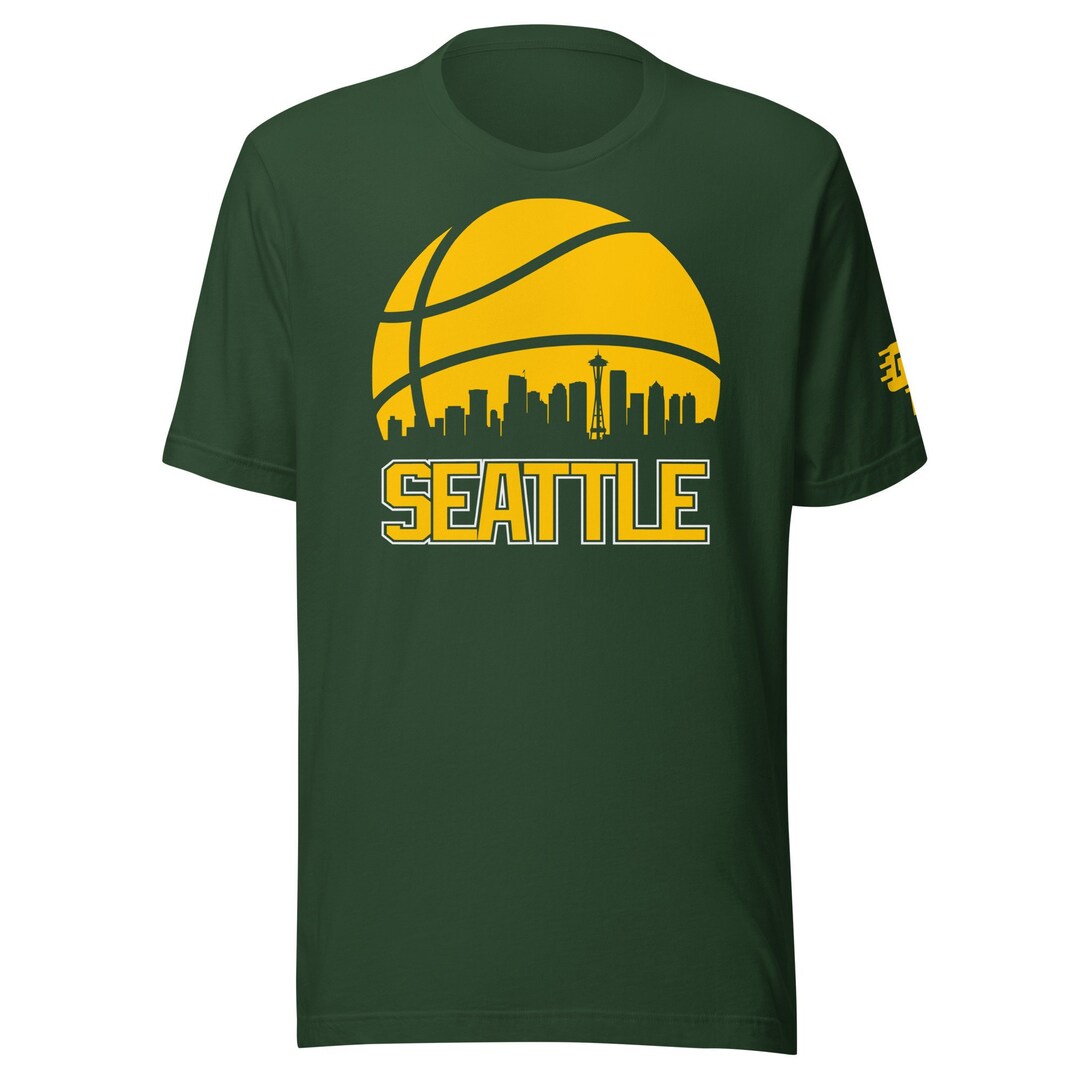 Retro Seattle Basketball Skyline Premium Unisex T-shirt - Etsy