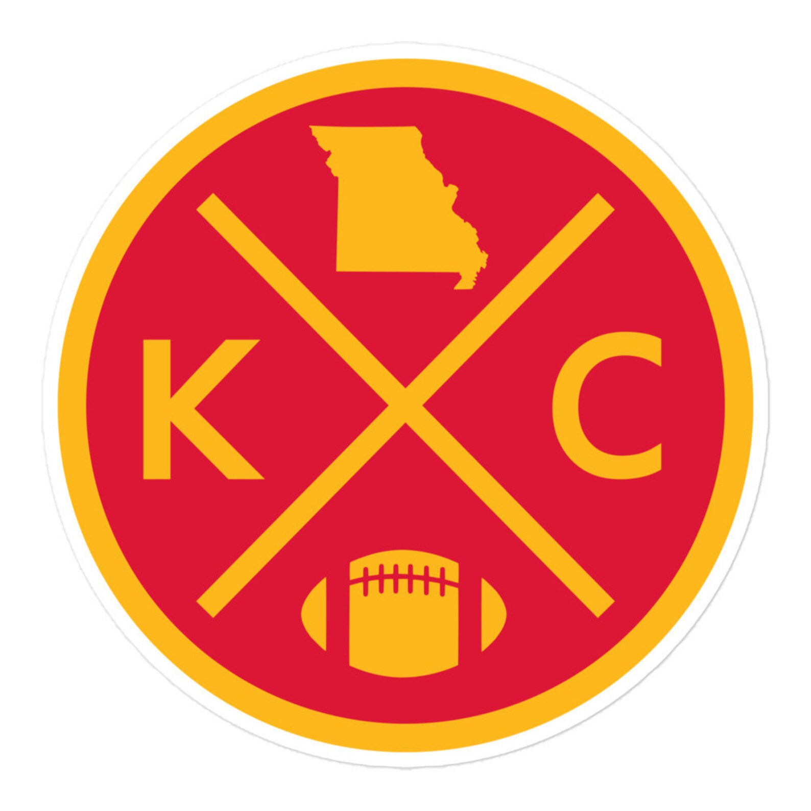 Kansas City Football Emblem Round Retro KC Sticker - Etsy