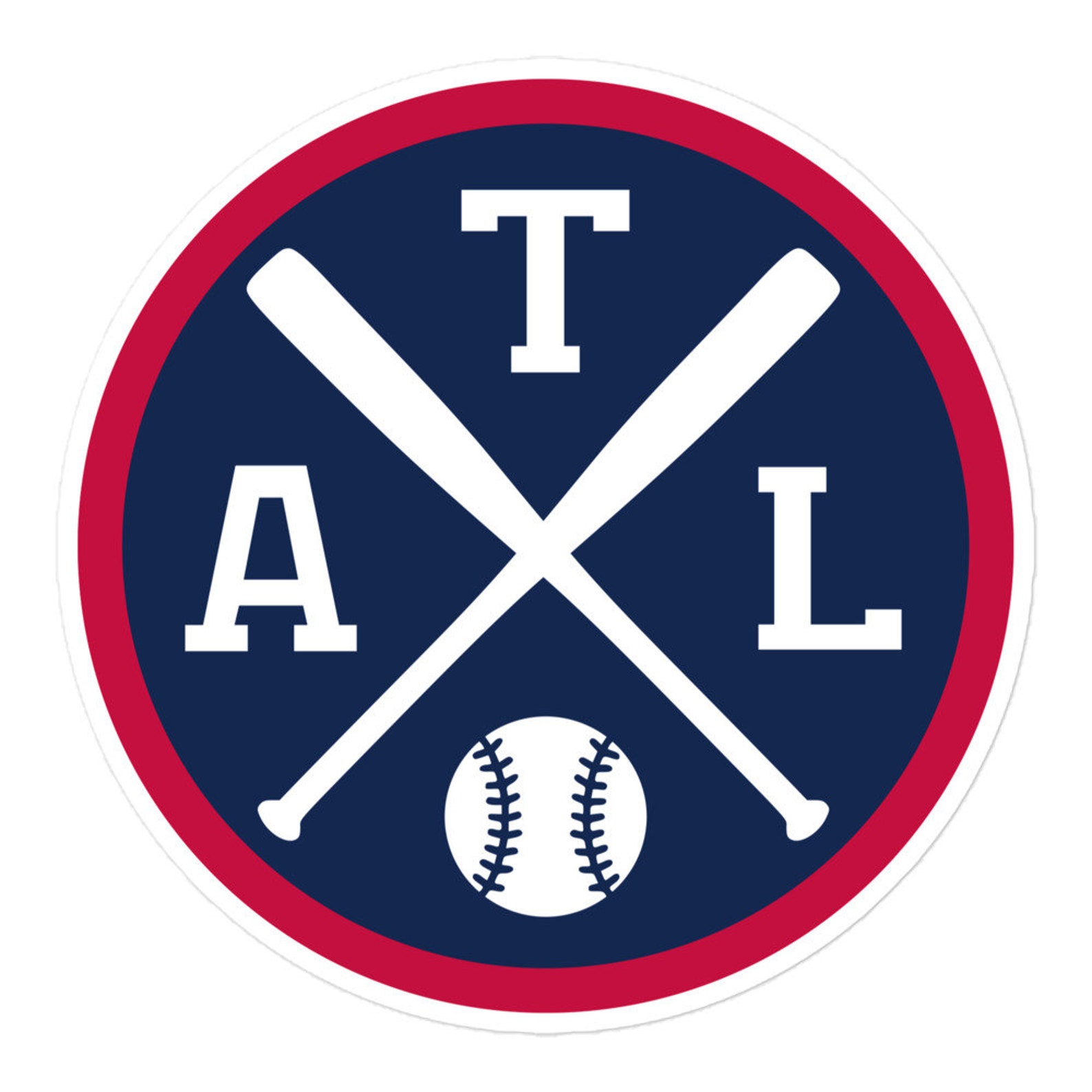 Atlanta Baseball Emblem Round Retro ATL Window Decal Bumper Sticker - Etsy