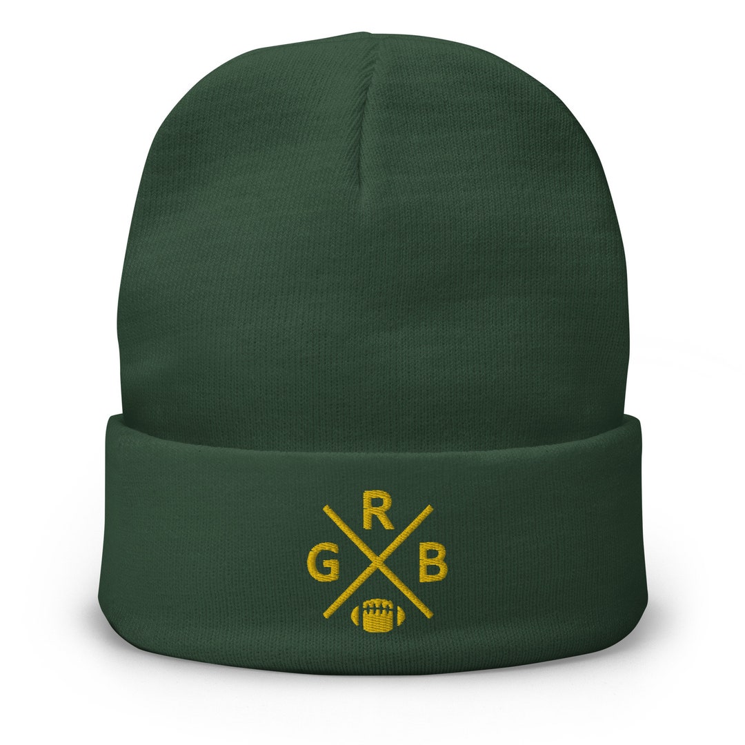 Green Bay Football Retro GRB Cross Winter Beanie Cap Hat - Etsy