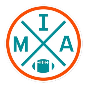 Miami Football Emblem Round Retro MIA Decal Sticker - Etsy