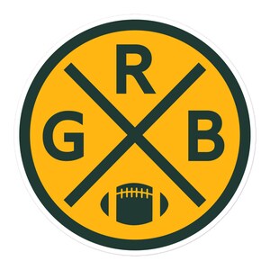 Green Bay Football Emblem Round Retro GRB Window Decal Bumper Sticker ...