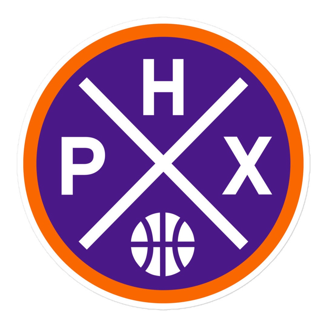 Phoenix Basketball Emblem Round Retro PHX Window Decal Bumper Sticker ...