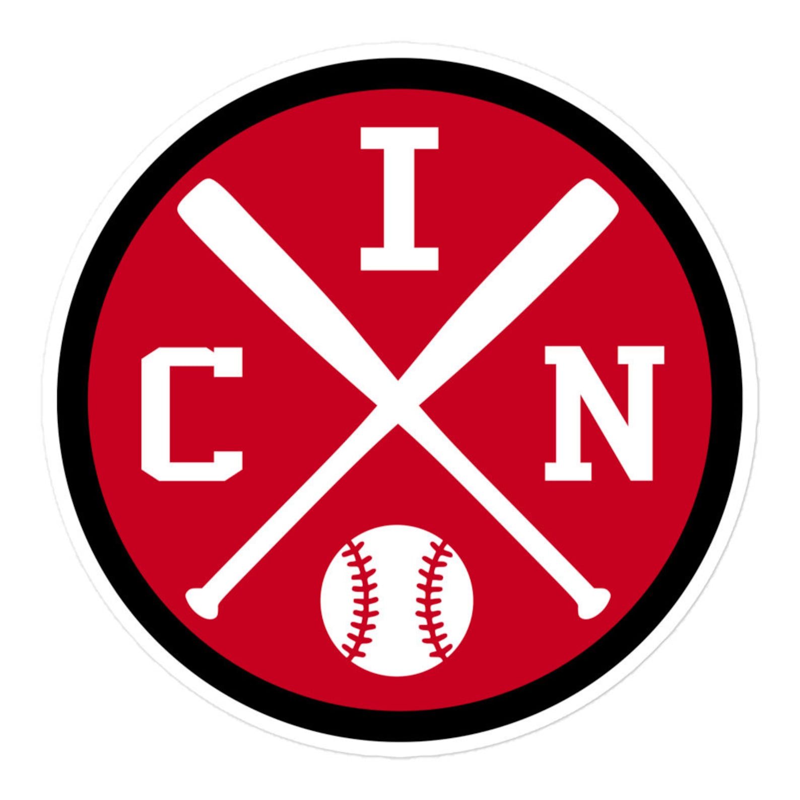 Cincinnati Baseball Emblem Round Red Retro CIN Window Decal Bumper ...