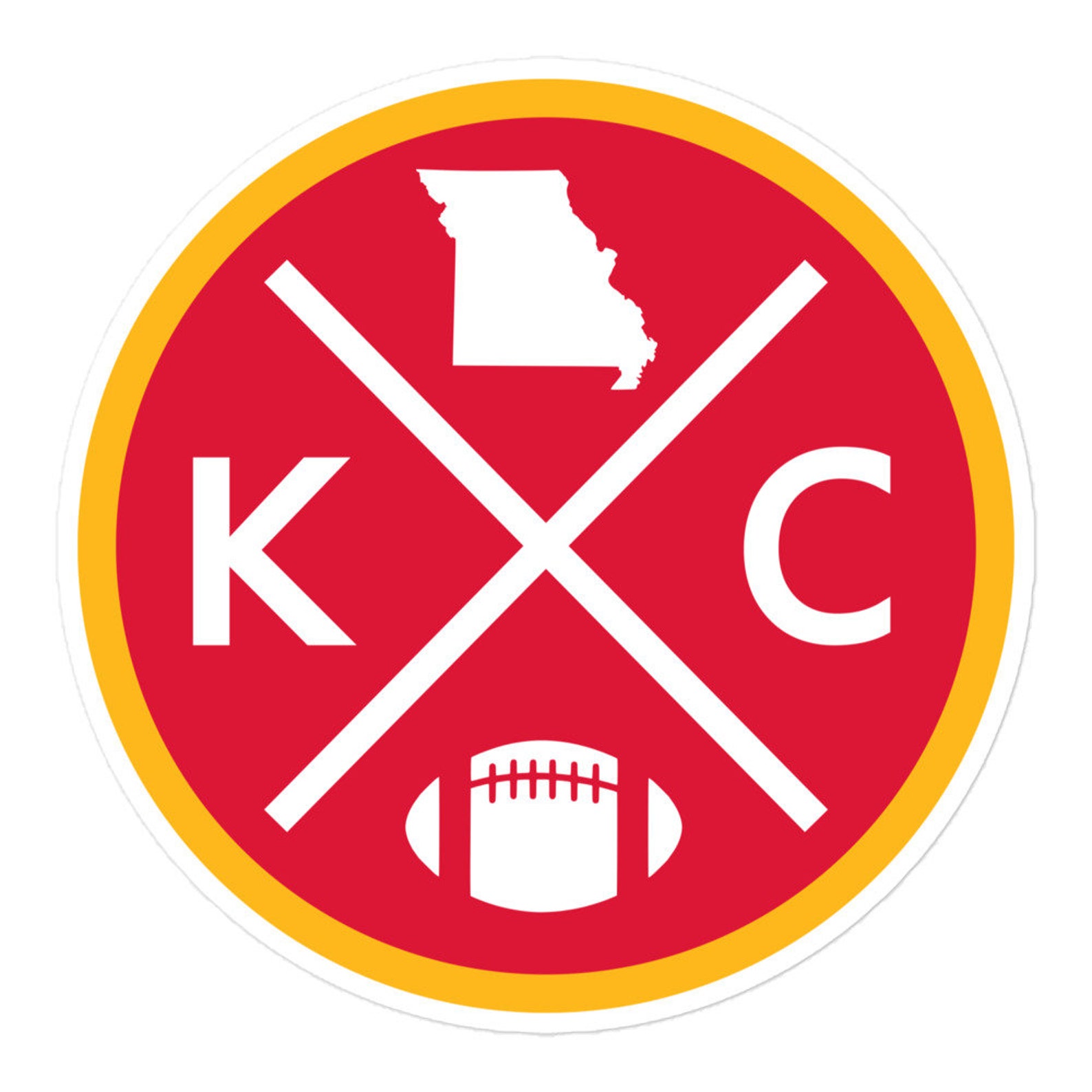 Kansas City Football Emblem Round Retro KC Sticker - Etsy