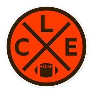 Cleveland Football Emblem Round Retro CLE Window Decal Bumper Sticker ...