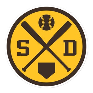 San Diego Baseball Emblem Round Retro SD Window Decal Bumper Sticker - Etsy