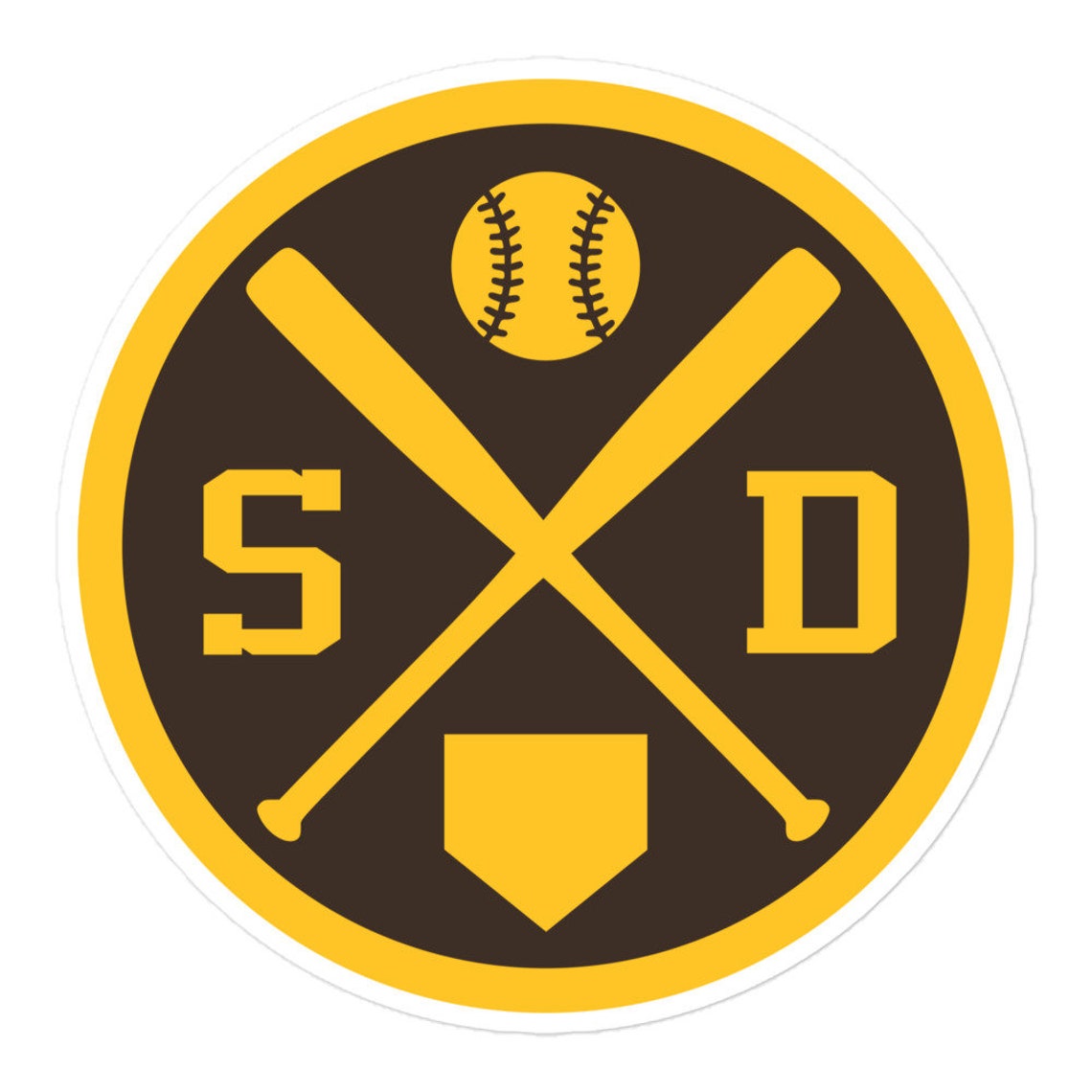 San Diego Baseball Emblem Round Retro SD Window Decal Bumper Sticker - Etsy
