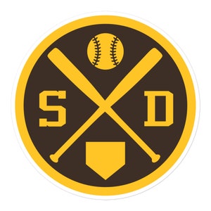 San Diego Baseball Emblem Round Retro SD Window Decal Bumper Sticker - Etsy
