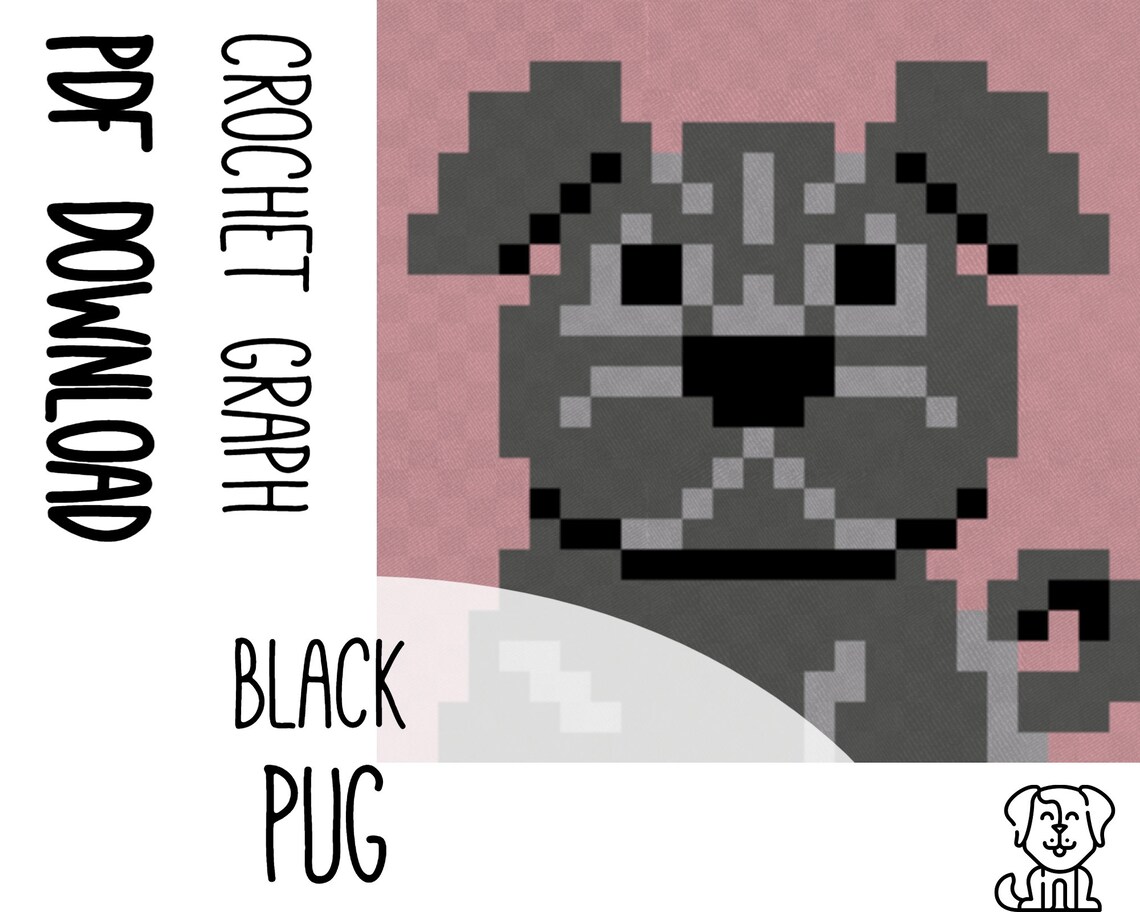 Pug Crochet Graph Bundle 2 Colours GRAPHS ONLY - Etsy UK