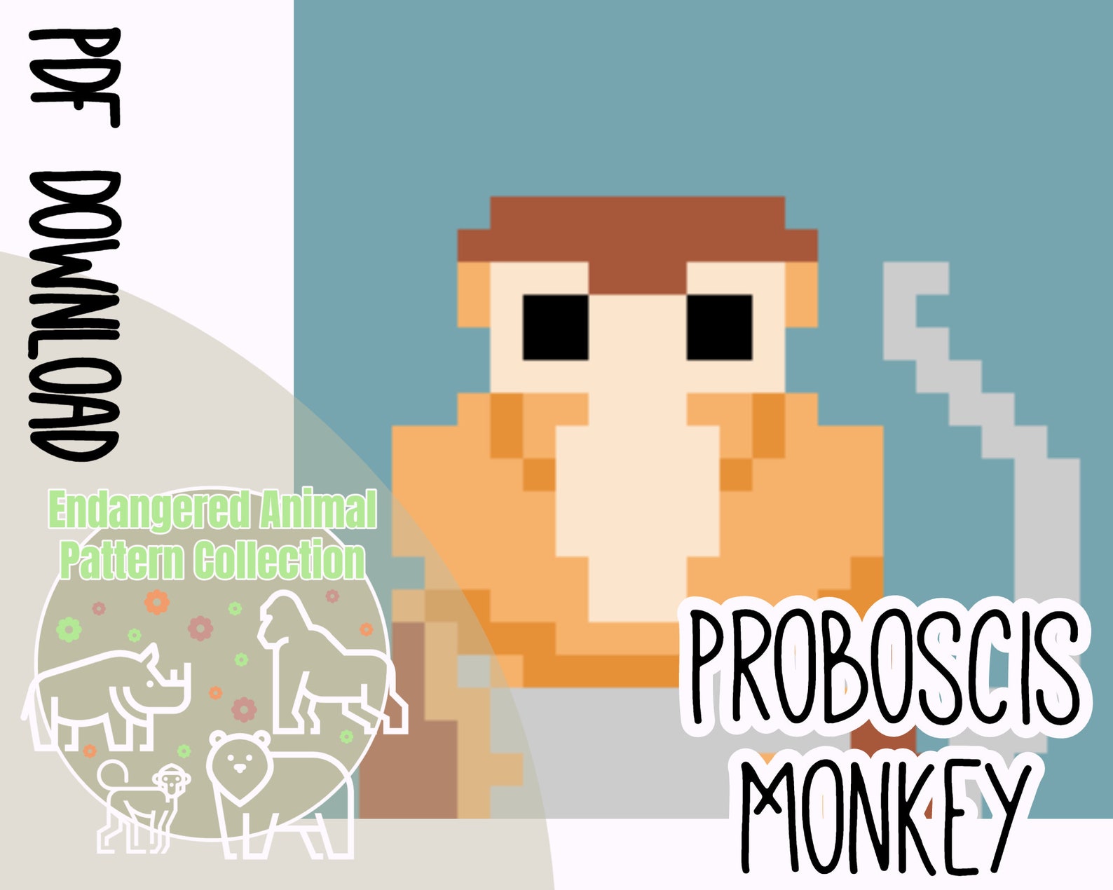 Proboscis Monkey - GRAPH and WRITTEN Pattern - Etsy