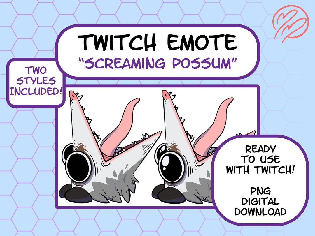 Screaming Possum Meme Twitch Emote, Discord Emote, Youtube Emote, Art ...