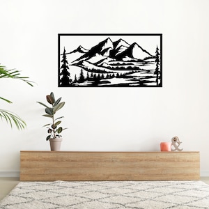 Mountain Scene Metal Art Mountain Mountain Wall Decor Mountain Metal ...