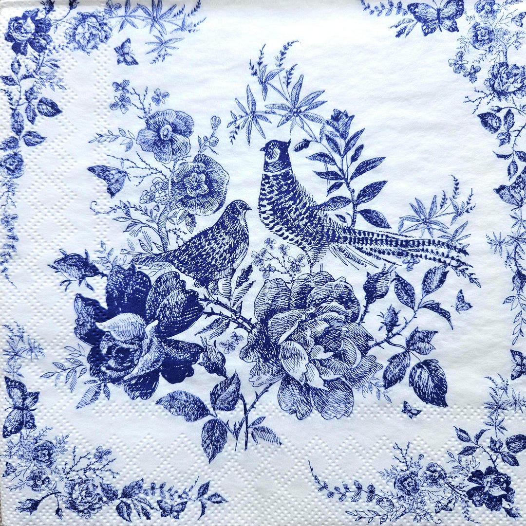 Set of 3 Units Paper Napkins for Decoupage Art Paper Tissue Craft Blue ...