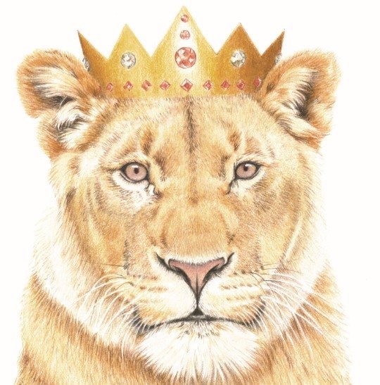 Lioness With Crown Nursery Art Prints for Girls | Queen in Training ...