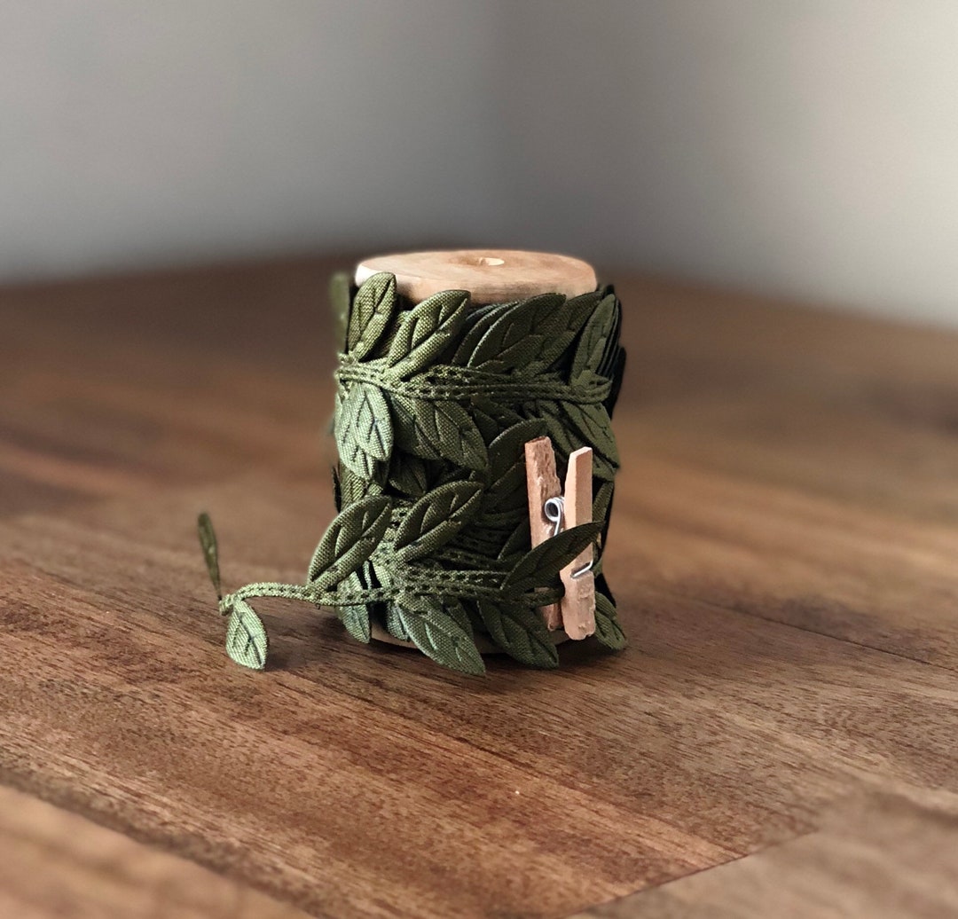 Green Leaf Ribbon,leaf Trim,rustic Ribbon, Woodland Ribbon,ribbon for ...