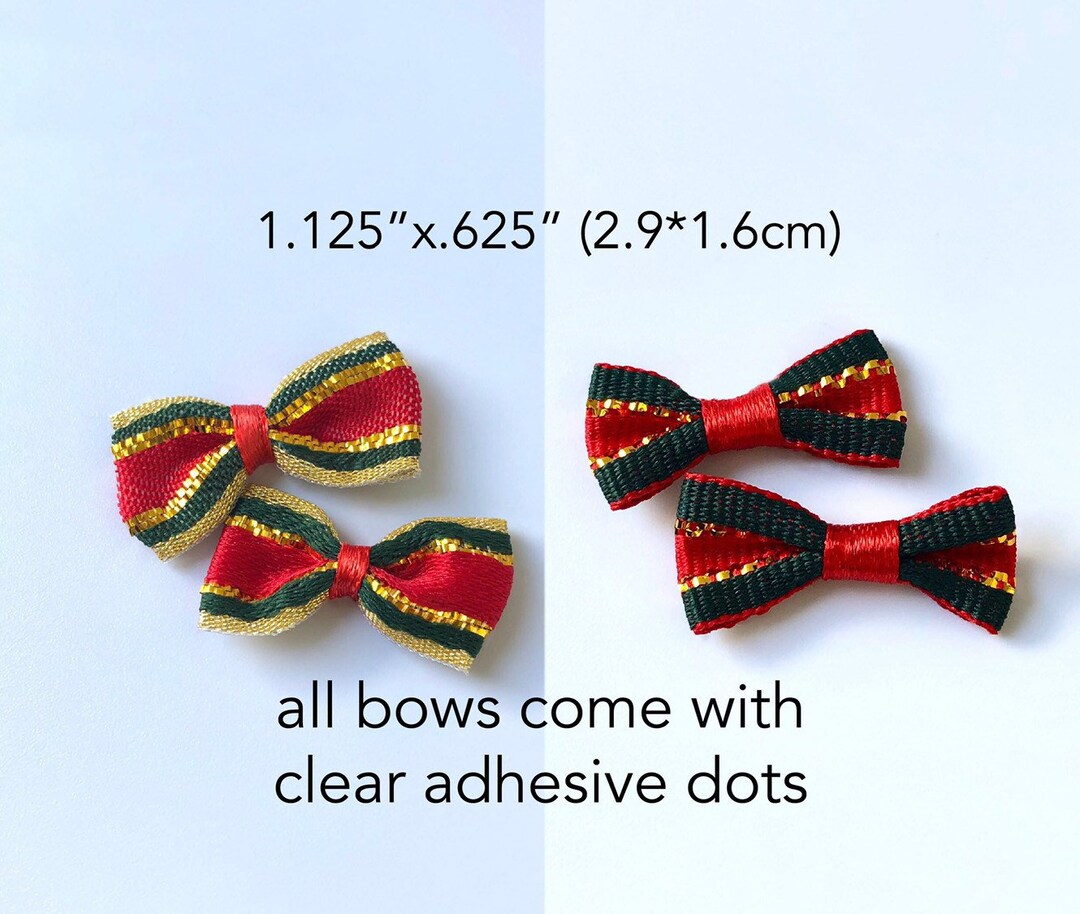 Mini Satin Bows With Adhesive, Red, Green and Gold, Set of 25 or 50 - Etsy